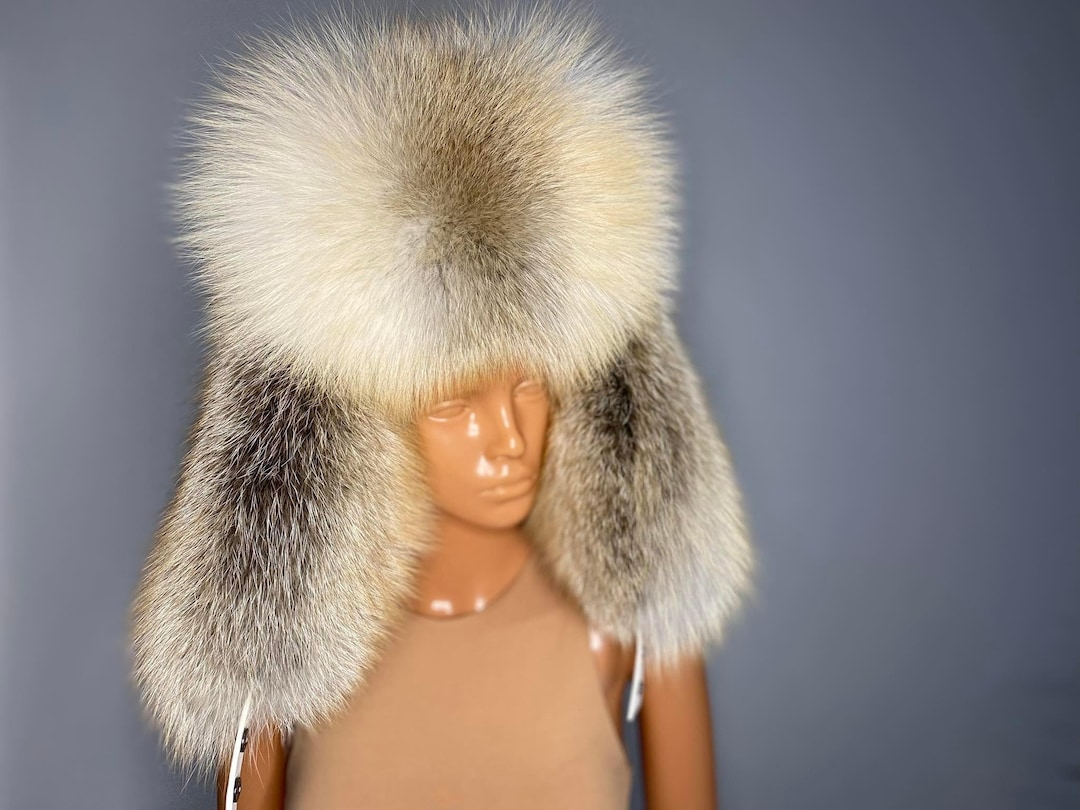 Golden Island Fox Fur Trapper Hat (adjustable) (saga Furs) - Etsy
