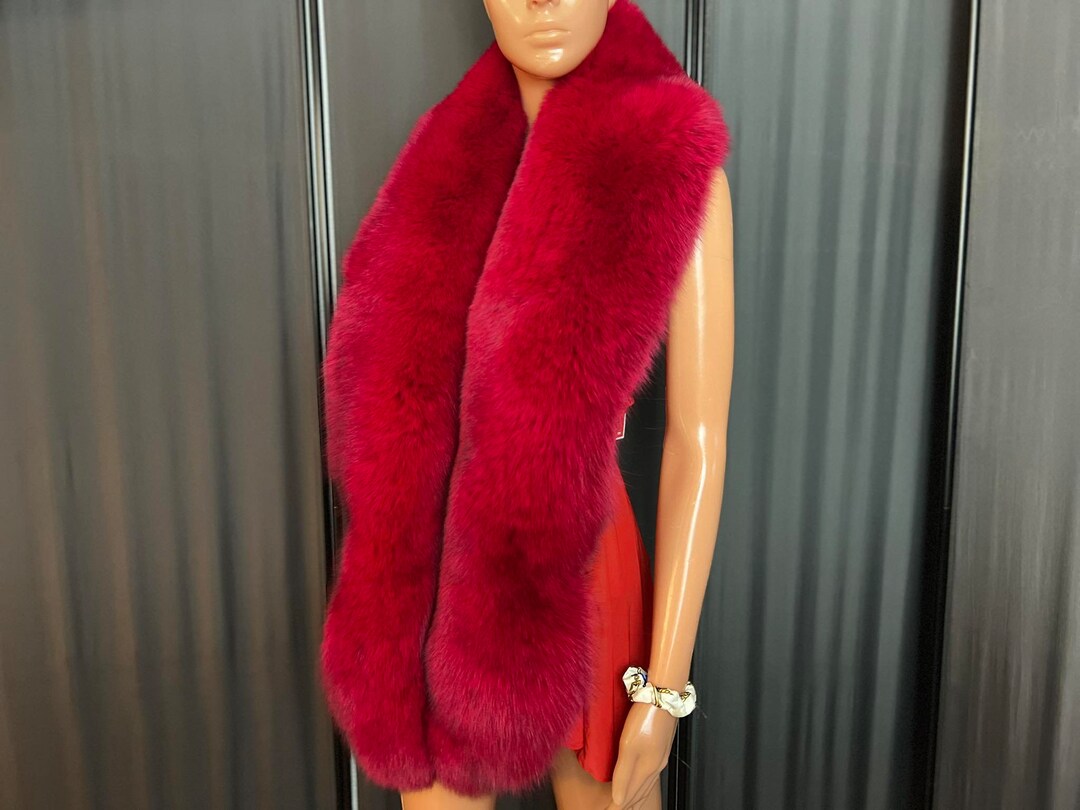 Blue Fox Stole in RED With Satin Lining saga Furs unisex - Etsy