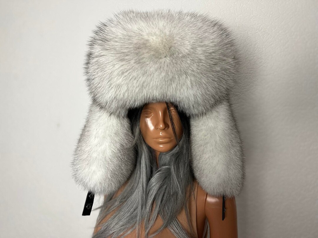 Blue Fox Fur Ushanka Trapper Hat (saga Furs) (unisex) - Etsy