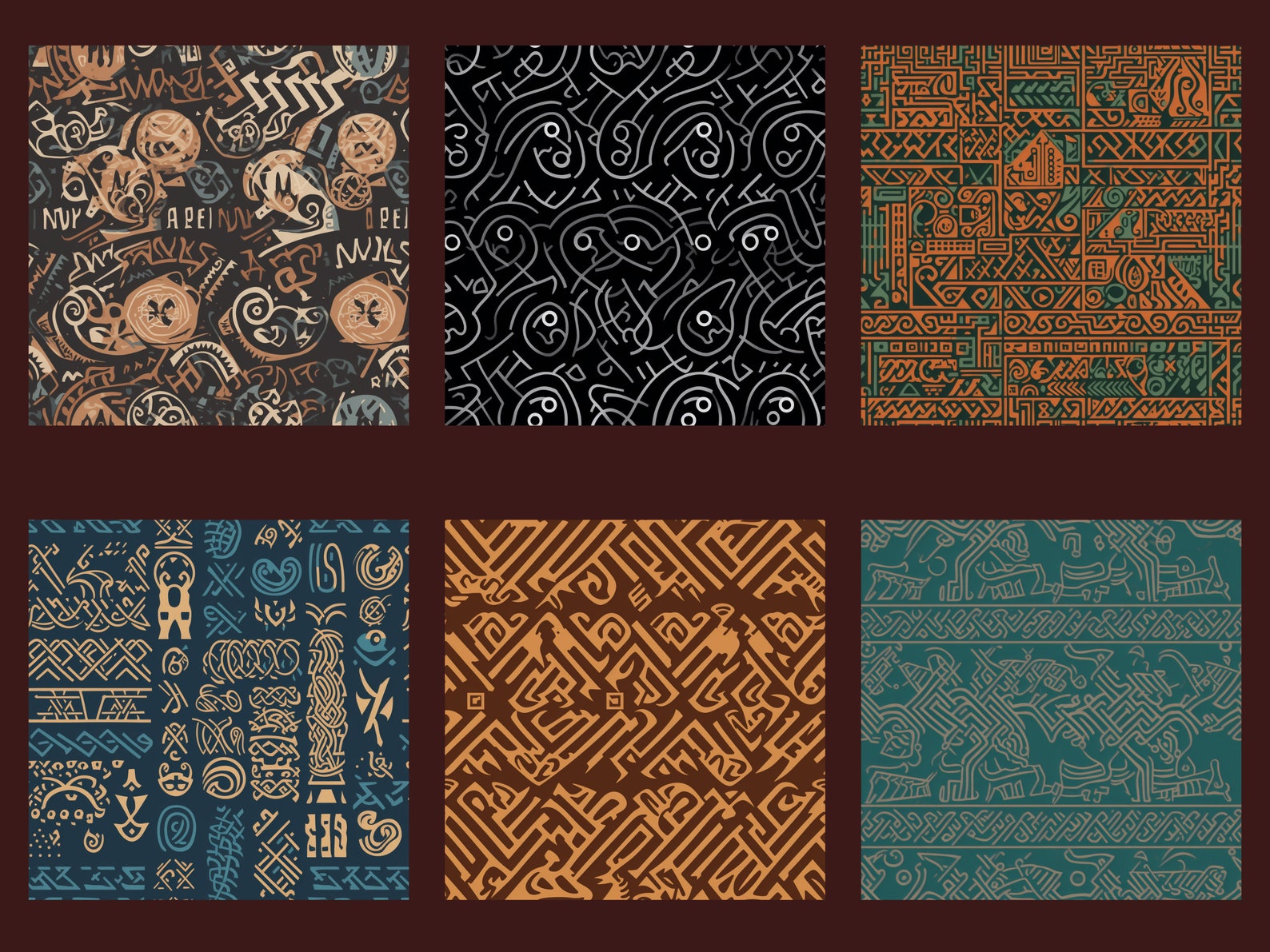 Runic Pattern Digital Paper Colour Variety Runes Viking - Etsy