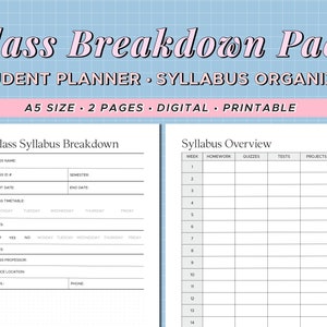 2023-2024 Simple Digital Student Planner Course & Assignment - Etsy