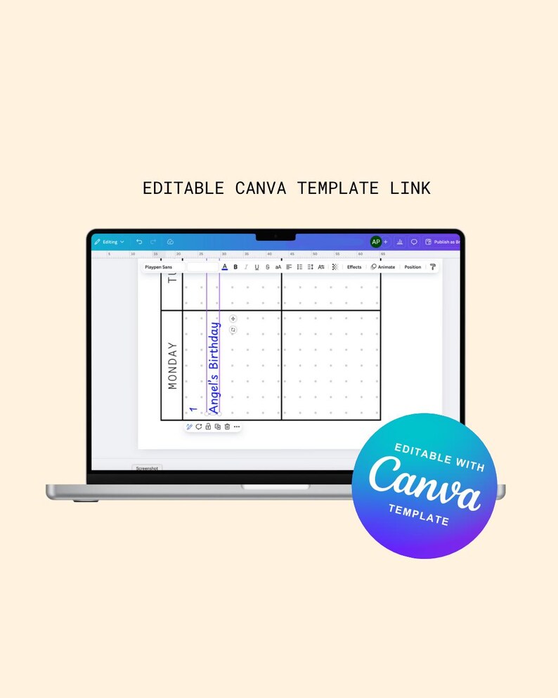 Editable Undated Monthly Calendar • Happy Planner Skinny Mini Insert ...
