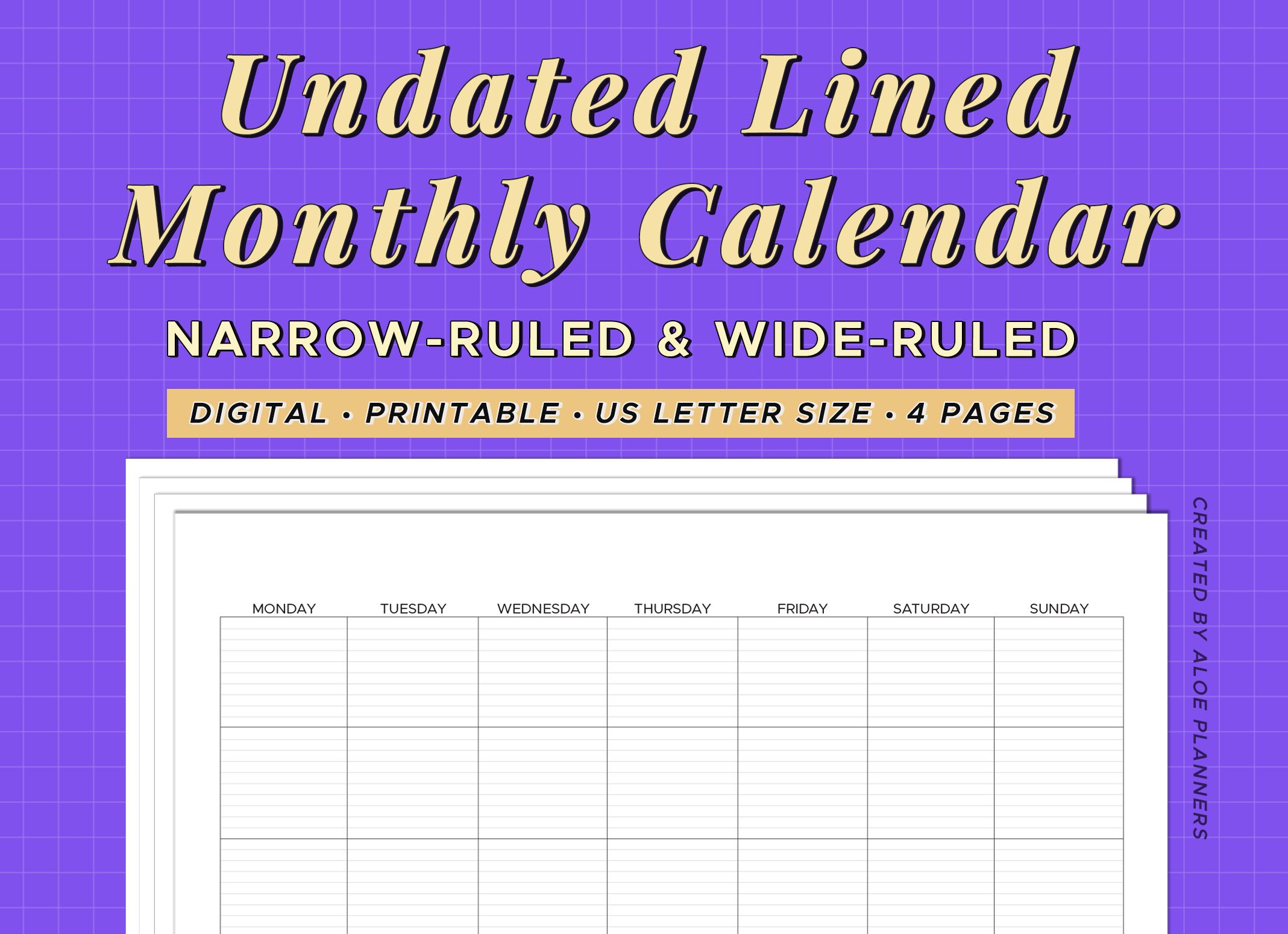 Blank Monthly Calendar Template With Lines | Printable Preview ...