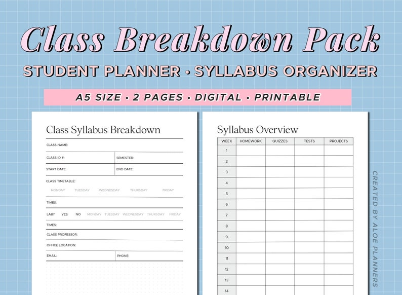 2023-2024 Simple Digital Student Planner Course & Assignment - Etsy