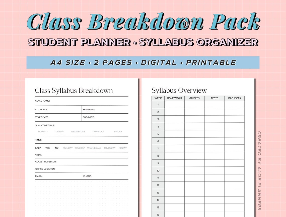 2023-2024 Simple Digital Student Planner Course & Assignment - Etsy