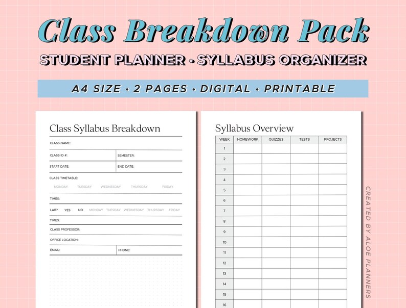 2023-2024 Simple Digital Student Planner Course & Assignment - Etsy