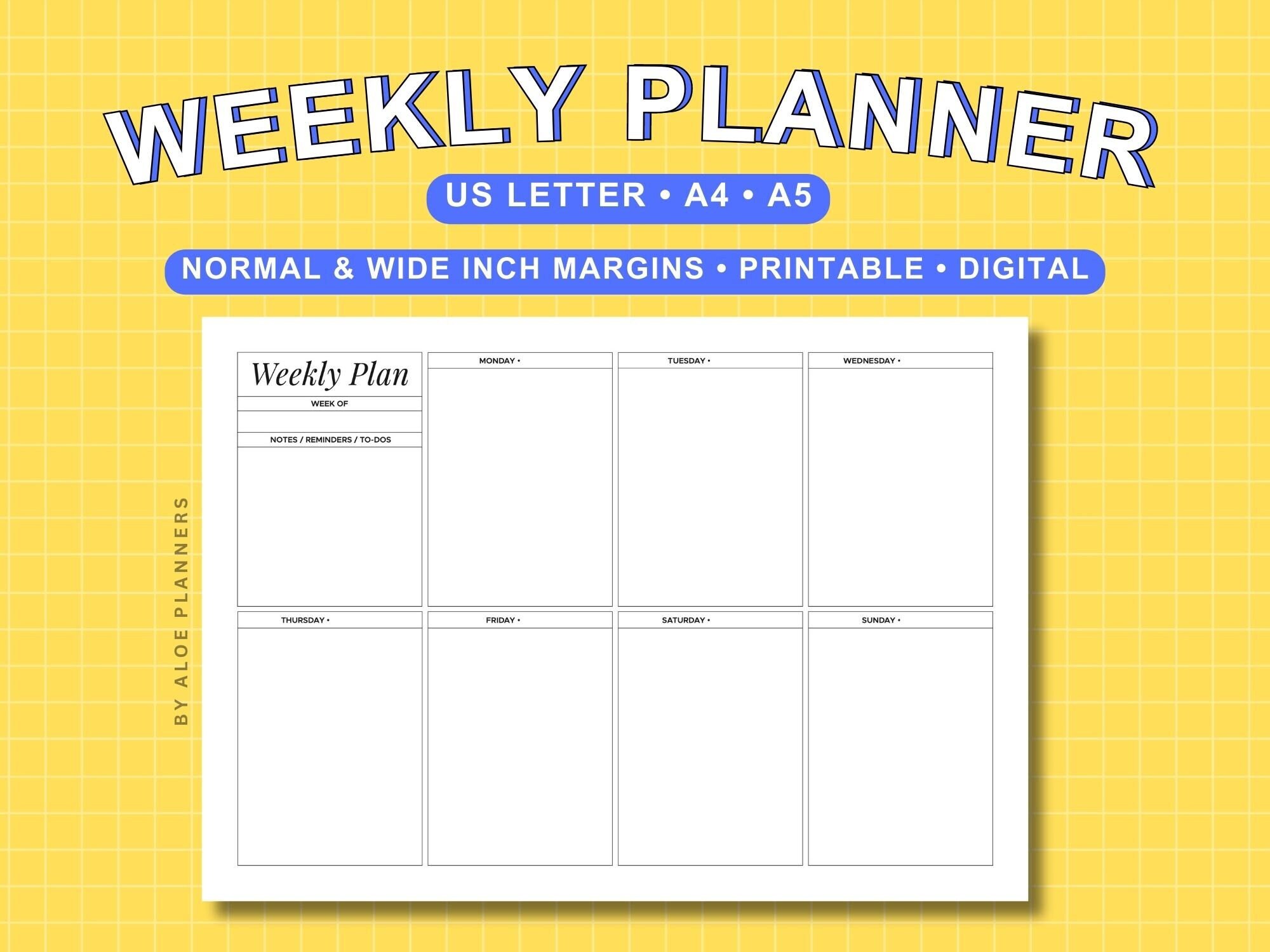 Weekly Planner Printable Template Print Weekly at A Glance - Etsy