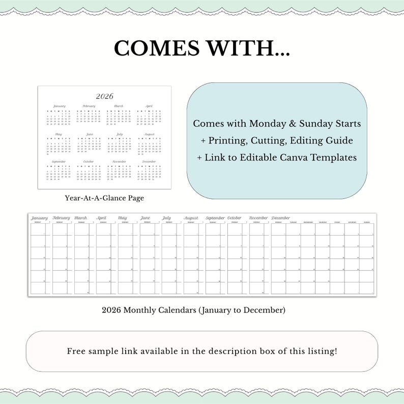 Editable 2026 Monthly Calendar Planner Digital Printable Planners ...