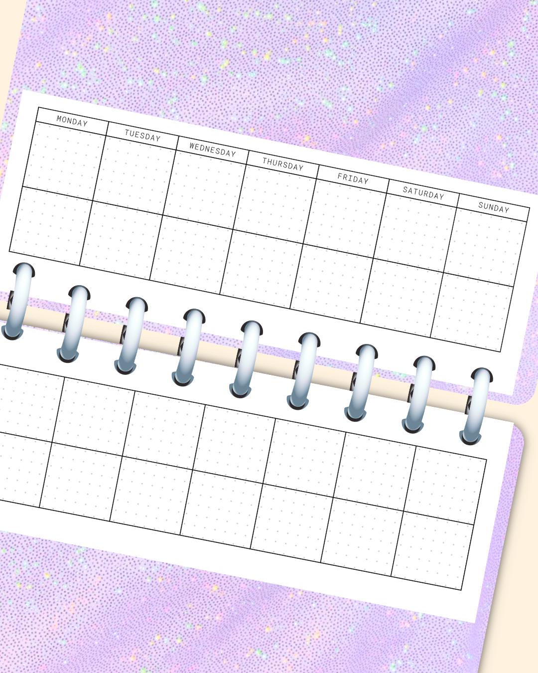 Editable Undated Monthly Calendar • Happy Planner Skinny Mini Insert ...