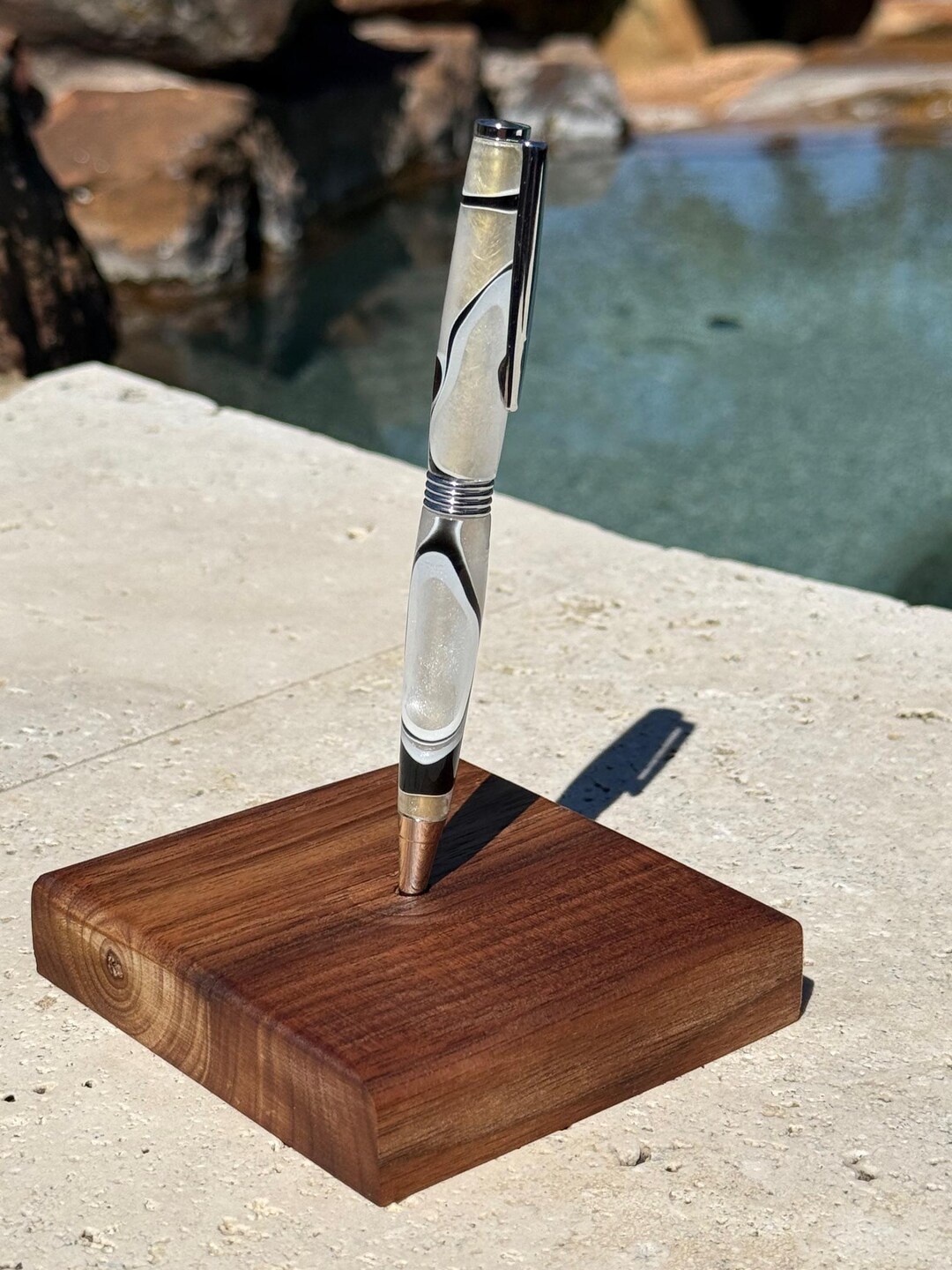 Hand Turned Black and White Acrylic Pen - Etsy
