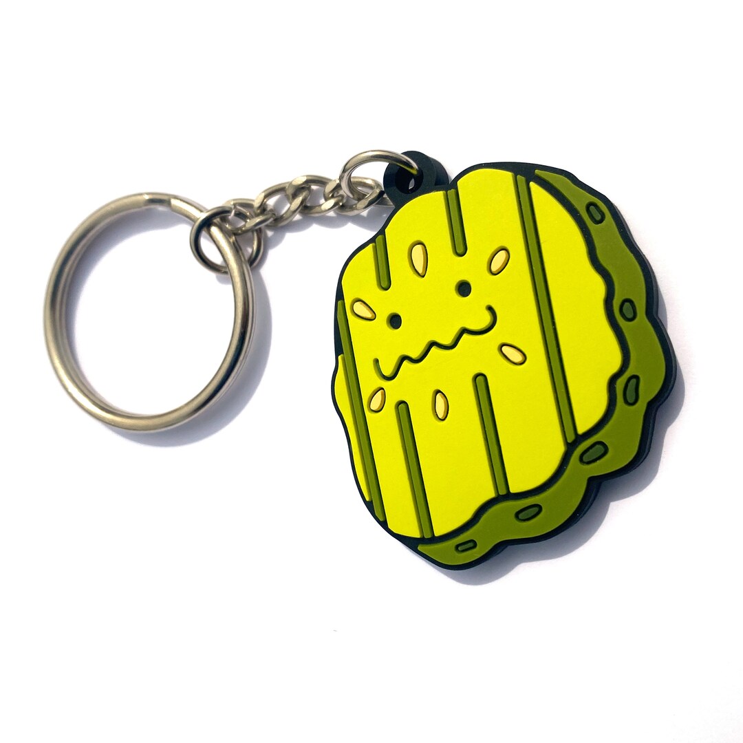 Cute Pickle Keychain - Rubber, Pvc, Silver Chain - Etsy