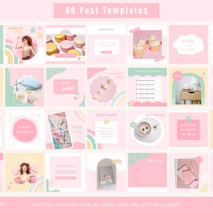 Rainbow Instagram Post Templates Canva, Instagram Templates Design ...