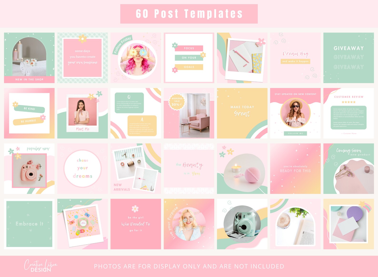 Rainbow Instagram Post Templates Canva, Instagram Templates Design ...