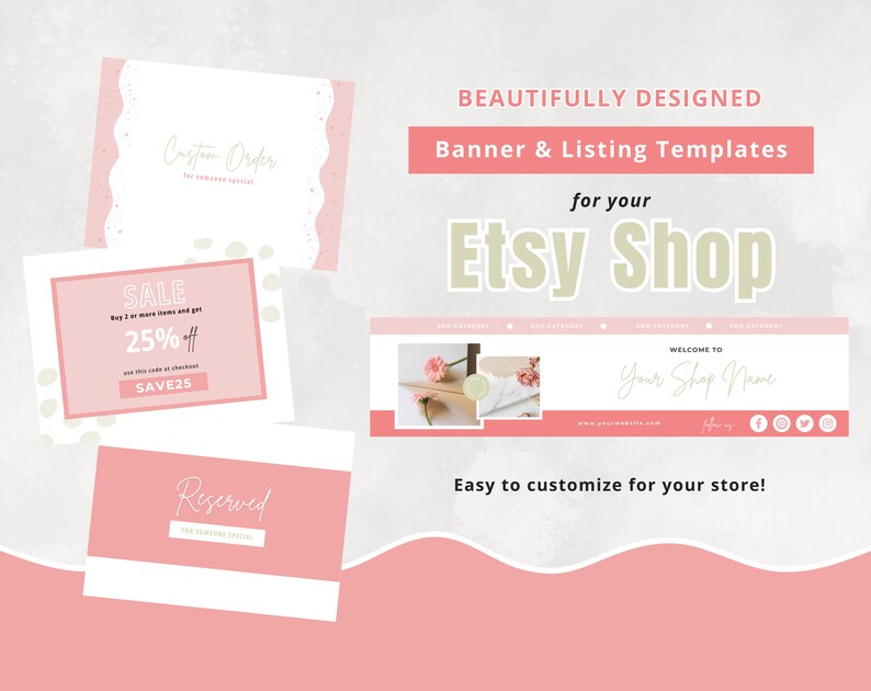 Etsy Shop Banner Template Pastel Pink, Etsy Banner Mockup, Selling on ...