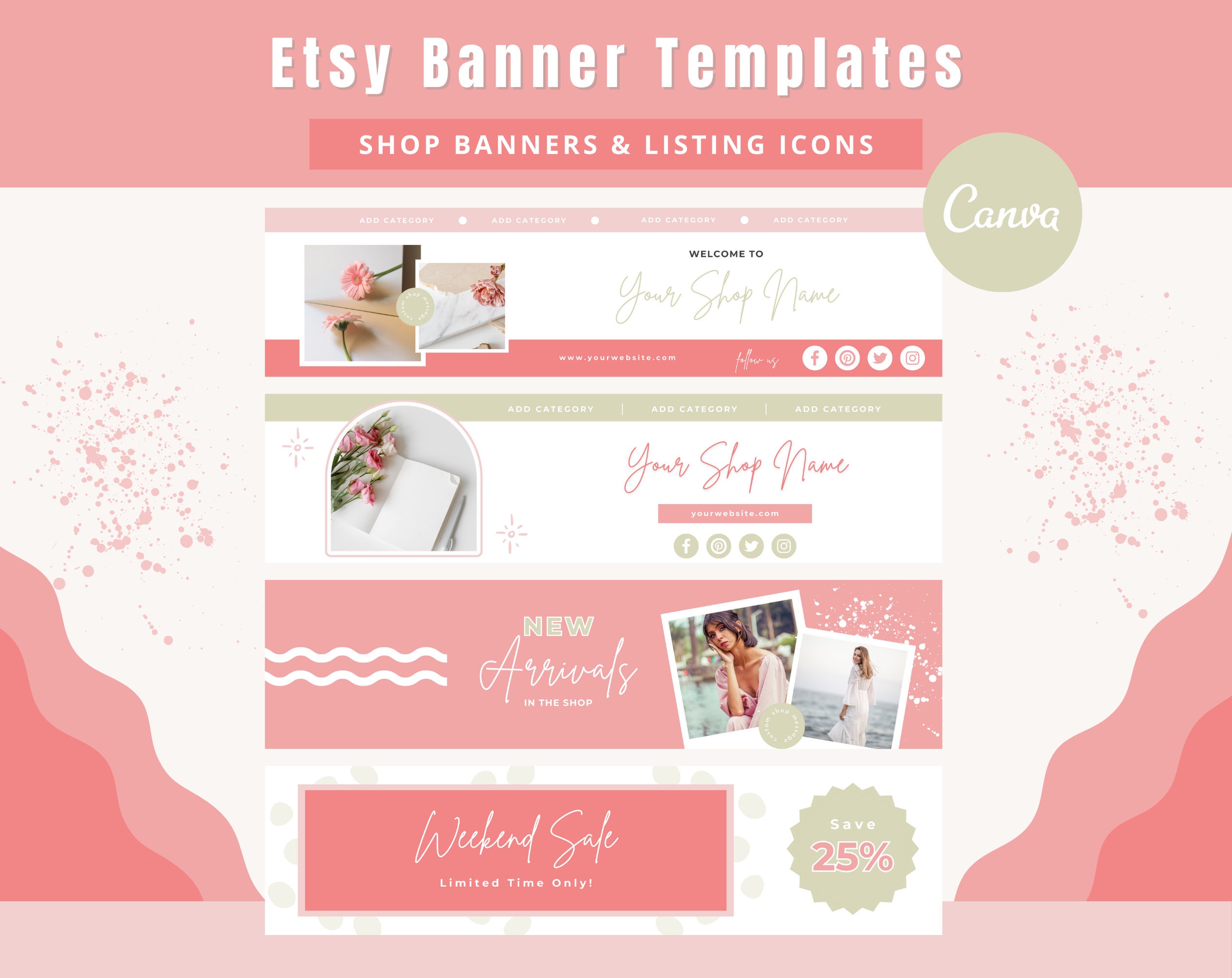 Etsy Shop Banner Template Pastel Pink, Etsy Banner Mockup, Selling on ...