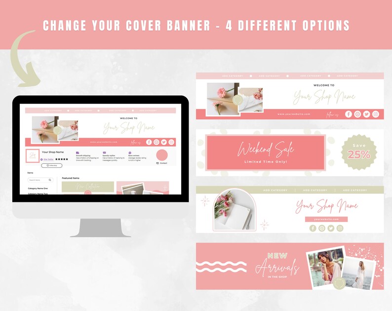Etsy Shop Banner Template Pastel Pink, Etsy Banner Mockup, Selling on ...