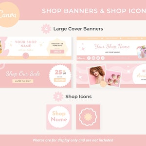 Pink Etsy Shop Banner Set, Etsy Branding Kit, Canva Templates, Etsy ...