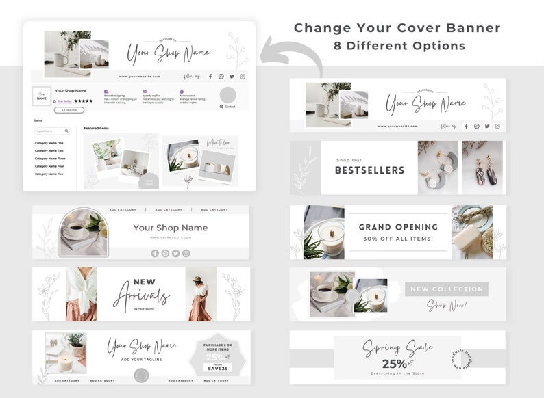Etsy Shop Banner Kit Canva Etsy Banner Templates Etsy Etsy