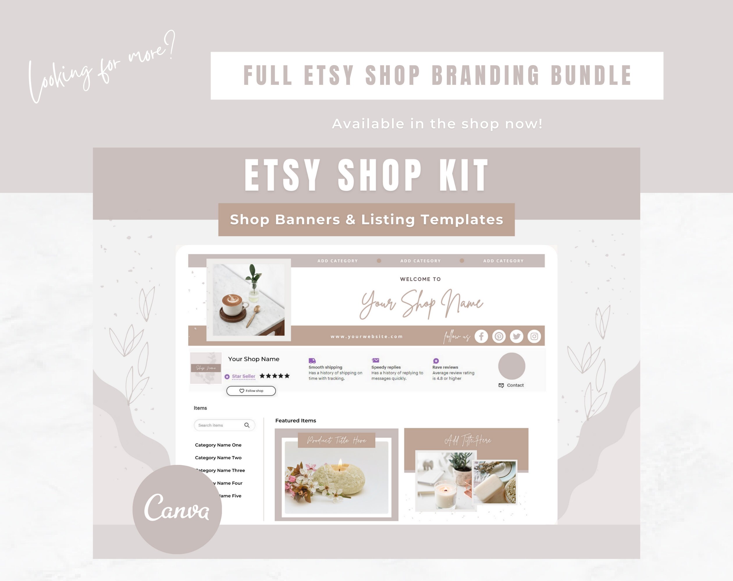 Neutral Etsy Shop Banner Templates, Beige Etsy Shop Mockup, Etsy Shop ...