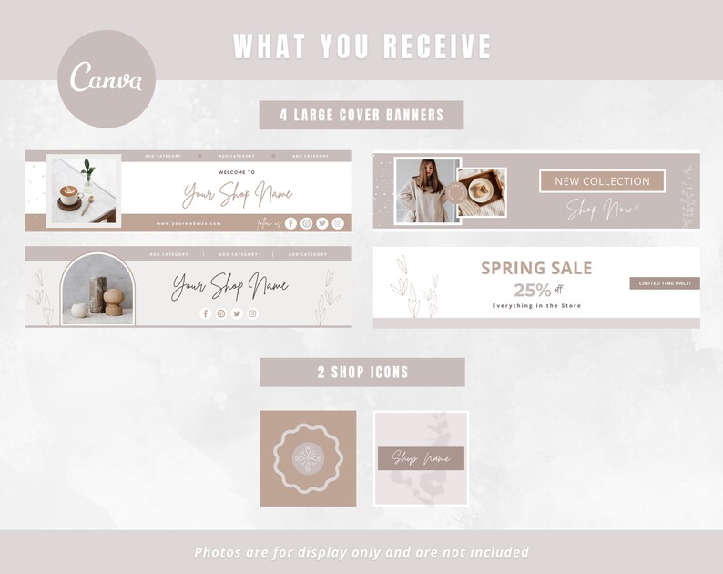 Neutral Etsy Shop Banner Templates, Beige Etsy Shop Mockup, Etsy Shop ...
