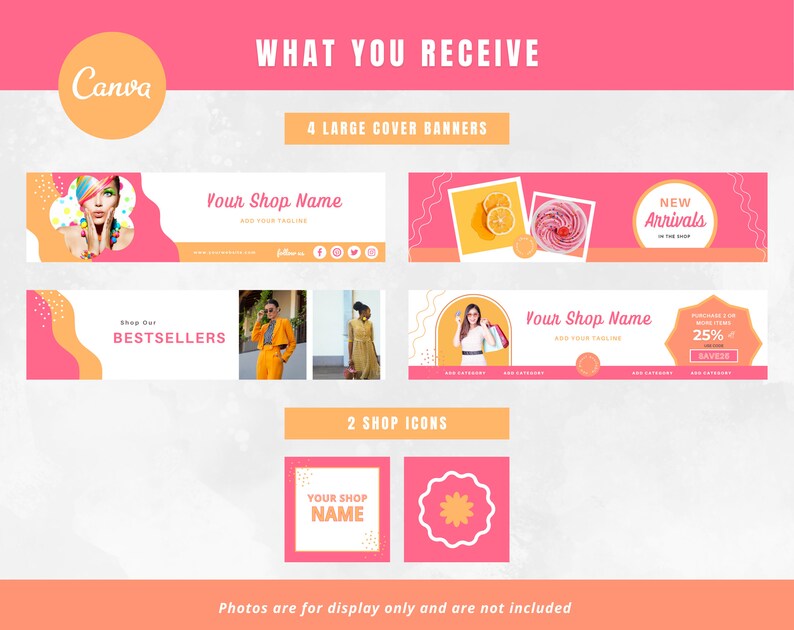 Etsy Shop Banner Template, Etsy Shop Mockup, Bright Pink Shop Banners ...