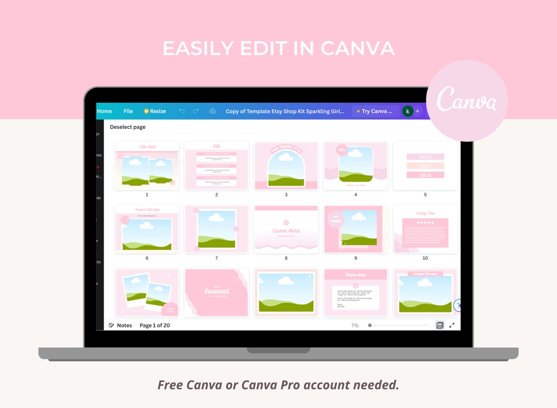 Etsy Shop Banner Templates Canva, Light Pink Branding Kit Bundle, Shop Banners, Etsy Listing ...