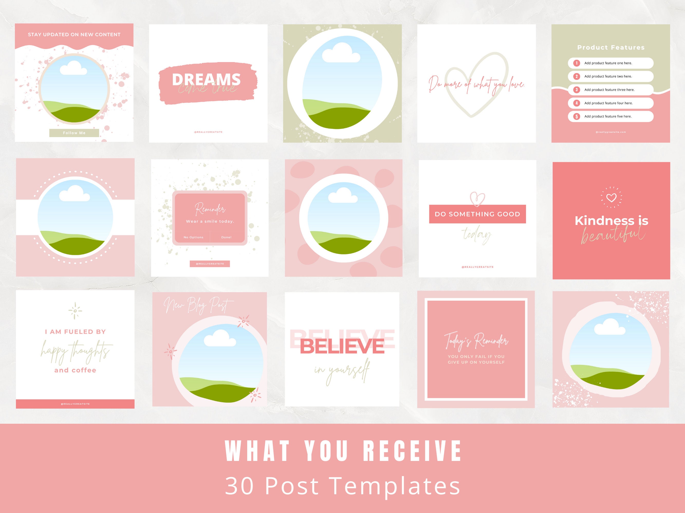 Pink Instagram Post Templates Editable in Canva Social Media Templates ...