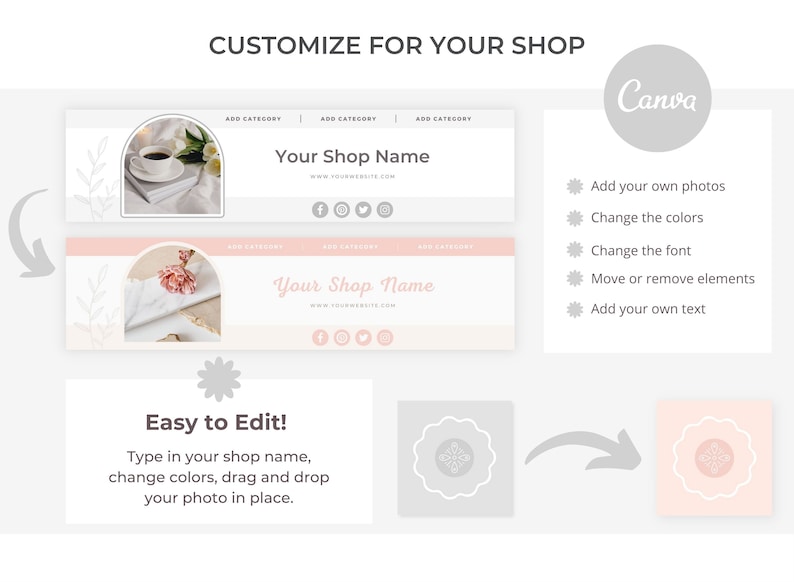 Etsy Shop Banner Kit Canva Etsy Banner Templates Etsy Etsy