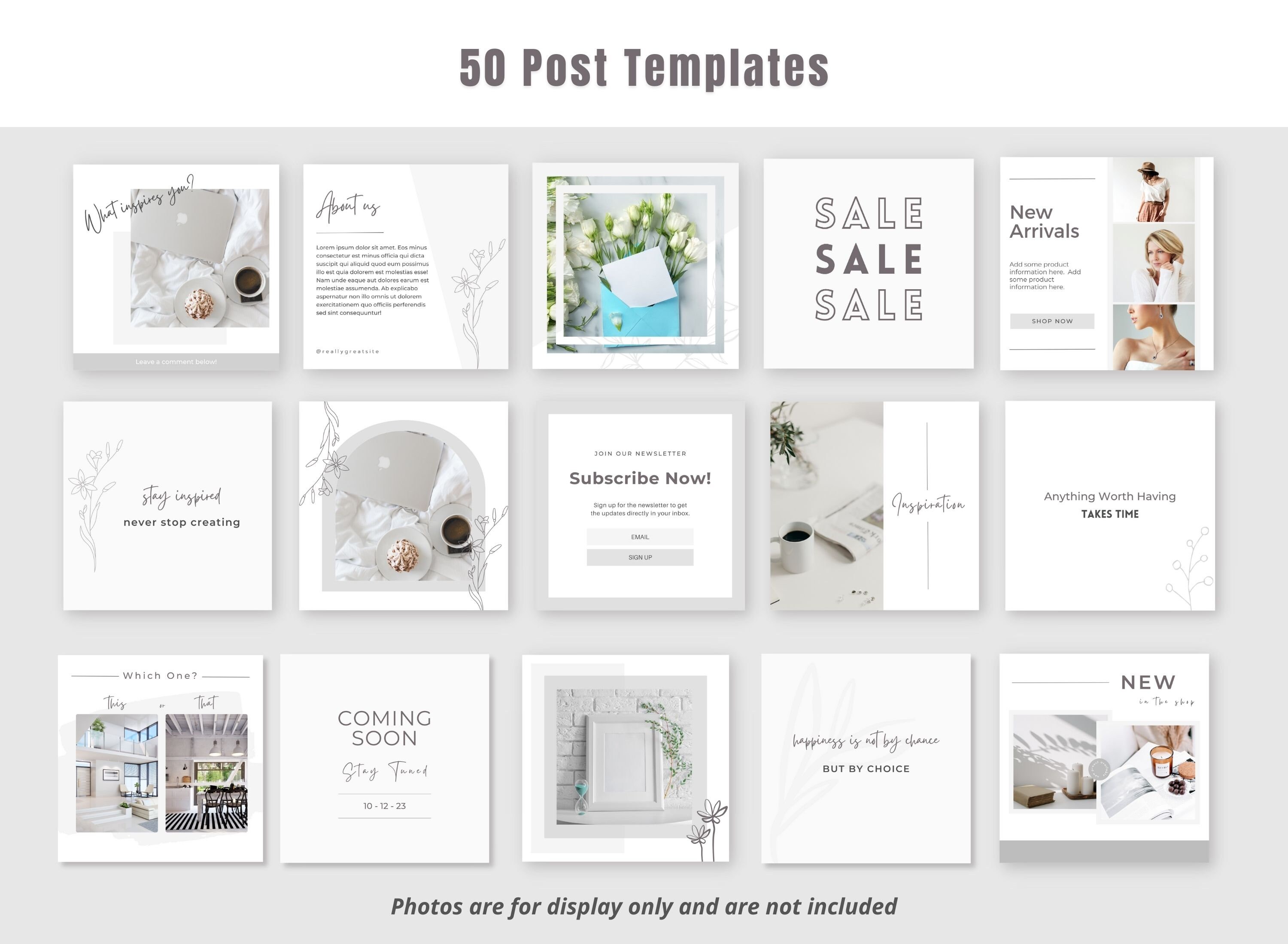 Instagram Post Templates Canva Minimalist, Editable Social Media ...