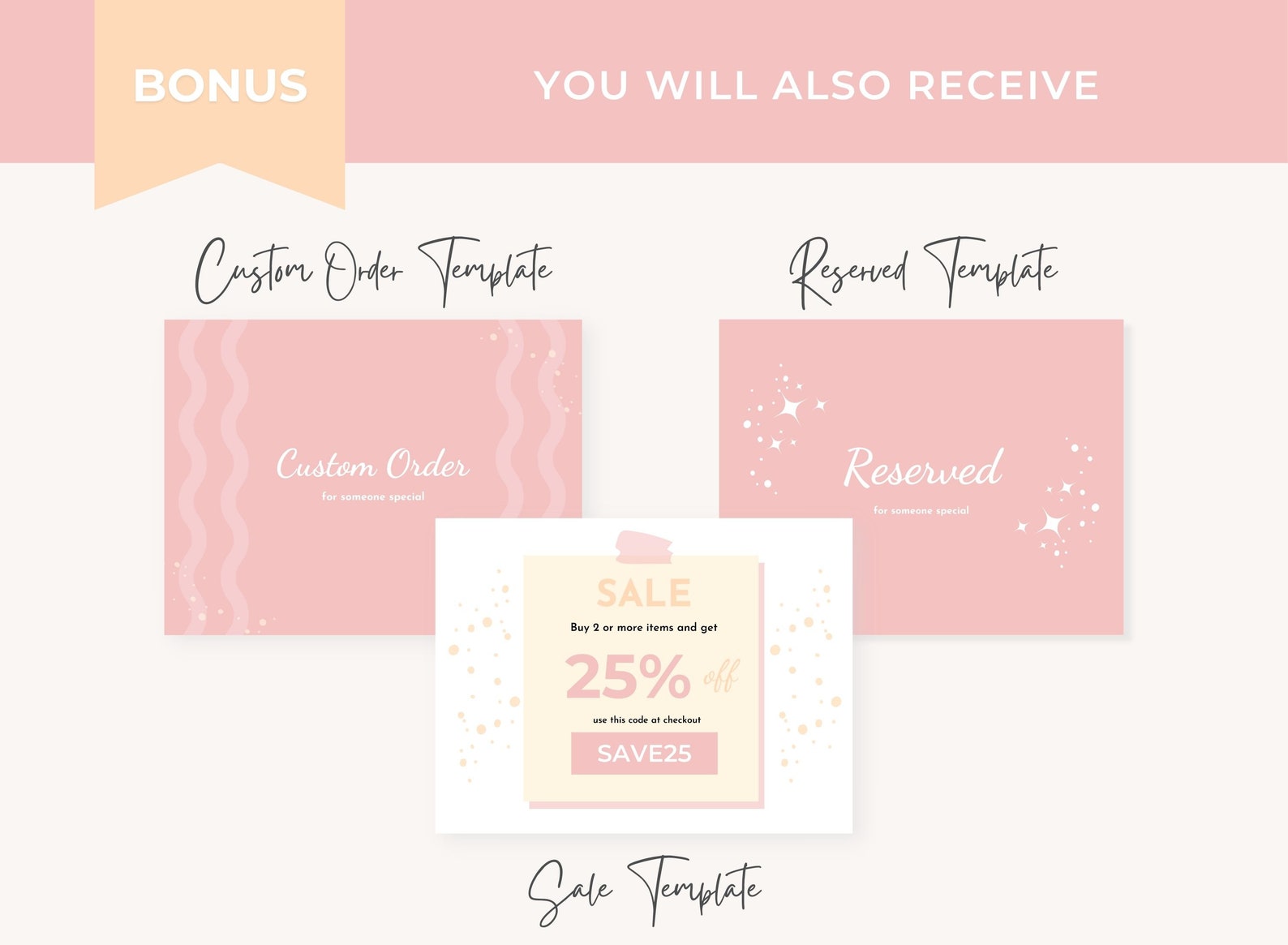 Pink Etsy Shop Banner Set, Etsy Branding Kit, Canva Templates, Etsy ...