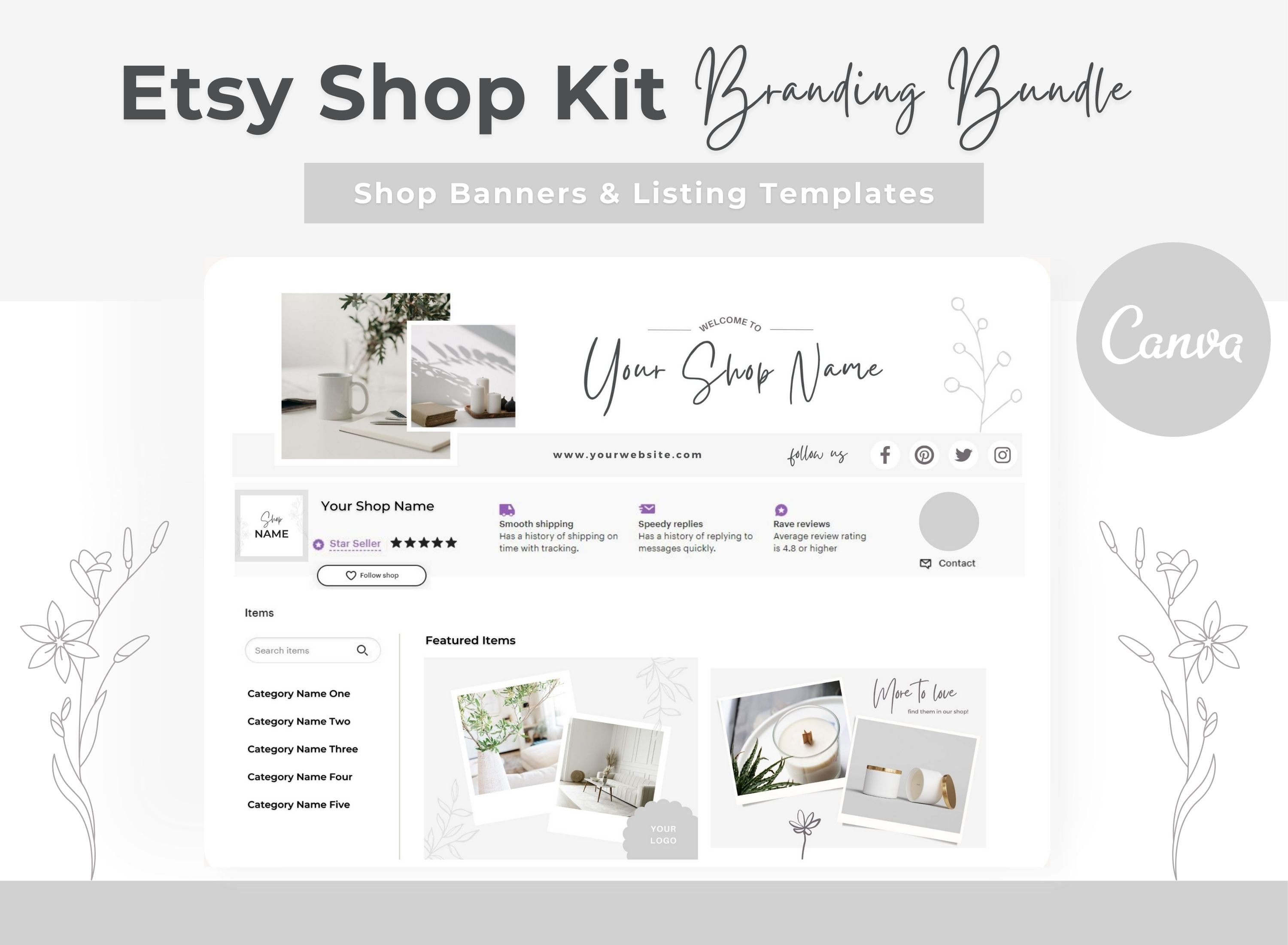 Etsy Shop Banner Kit Canva Etsy Banner Templates Etsy - Etsy