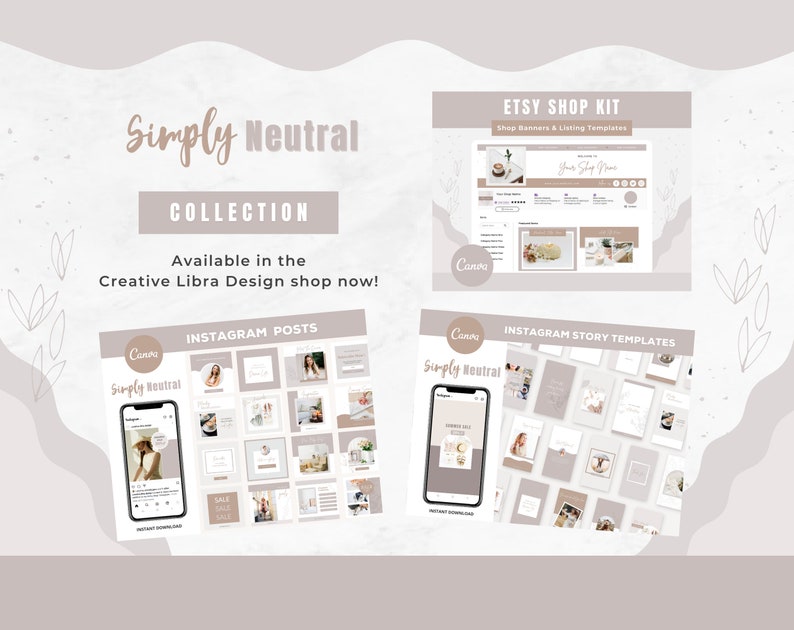 Neutral Etsy Shop Banner Templates, Beige Etsy Shop Mockup, Etsy Shop ...