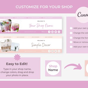 Pink Etsy Shop Banner Templates, Etsy Branding Kit, Canva Templates ...