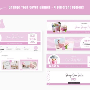 Pink Etsy Shop Banner Templates, Etsy Branding Kit, Canva Templates ...