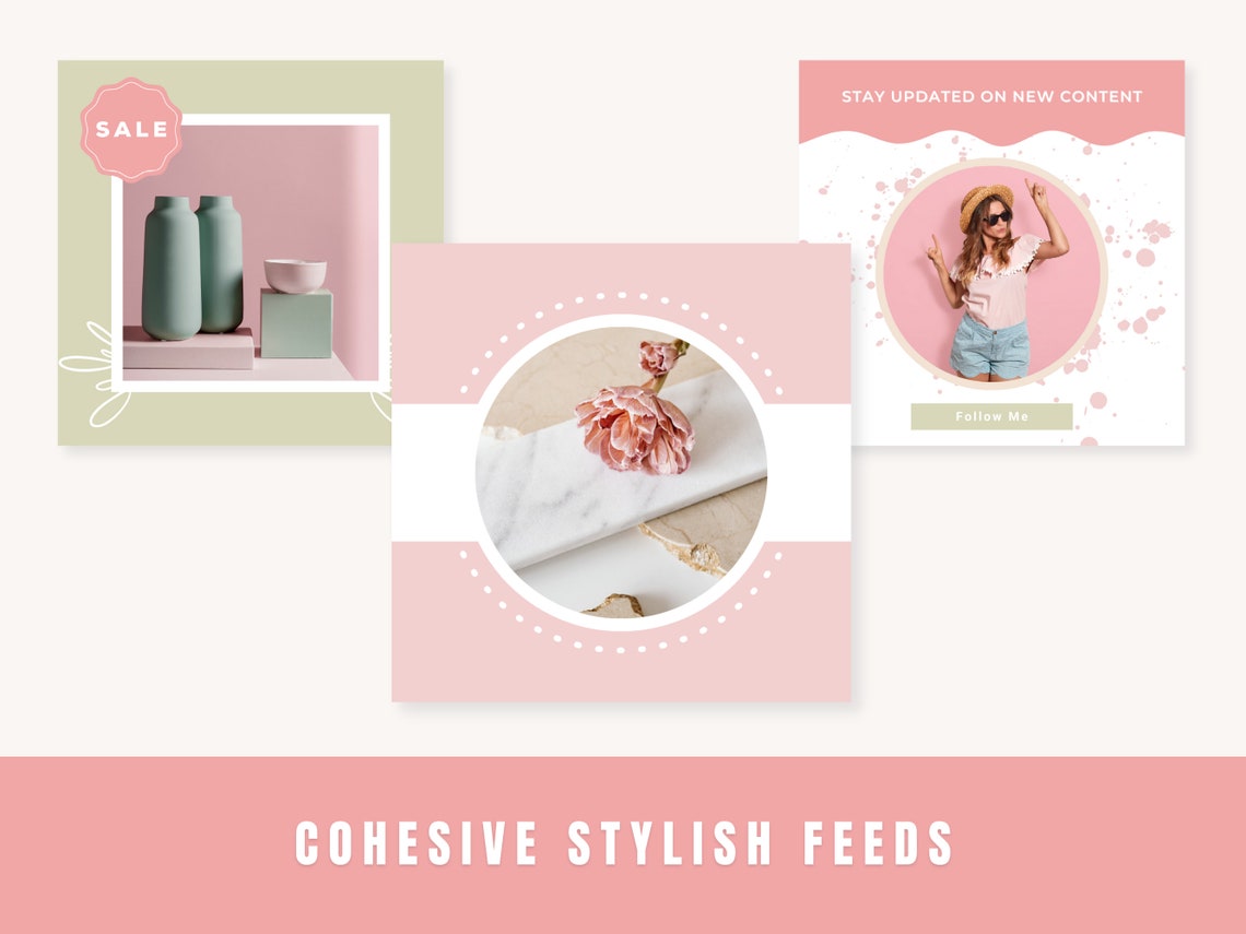 Pink Instagram Post Templates Editable in Canva Social Media Templates ...
