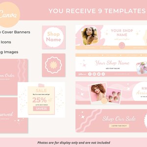 Pink Etsy Shop Banner Set, Etsy Branding Kit, Canva Templates, Etsy ...