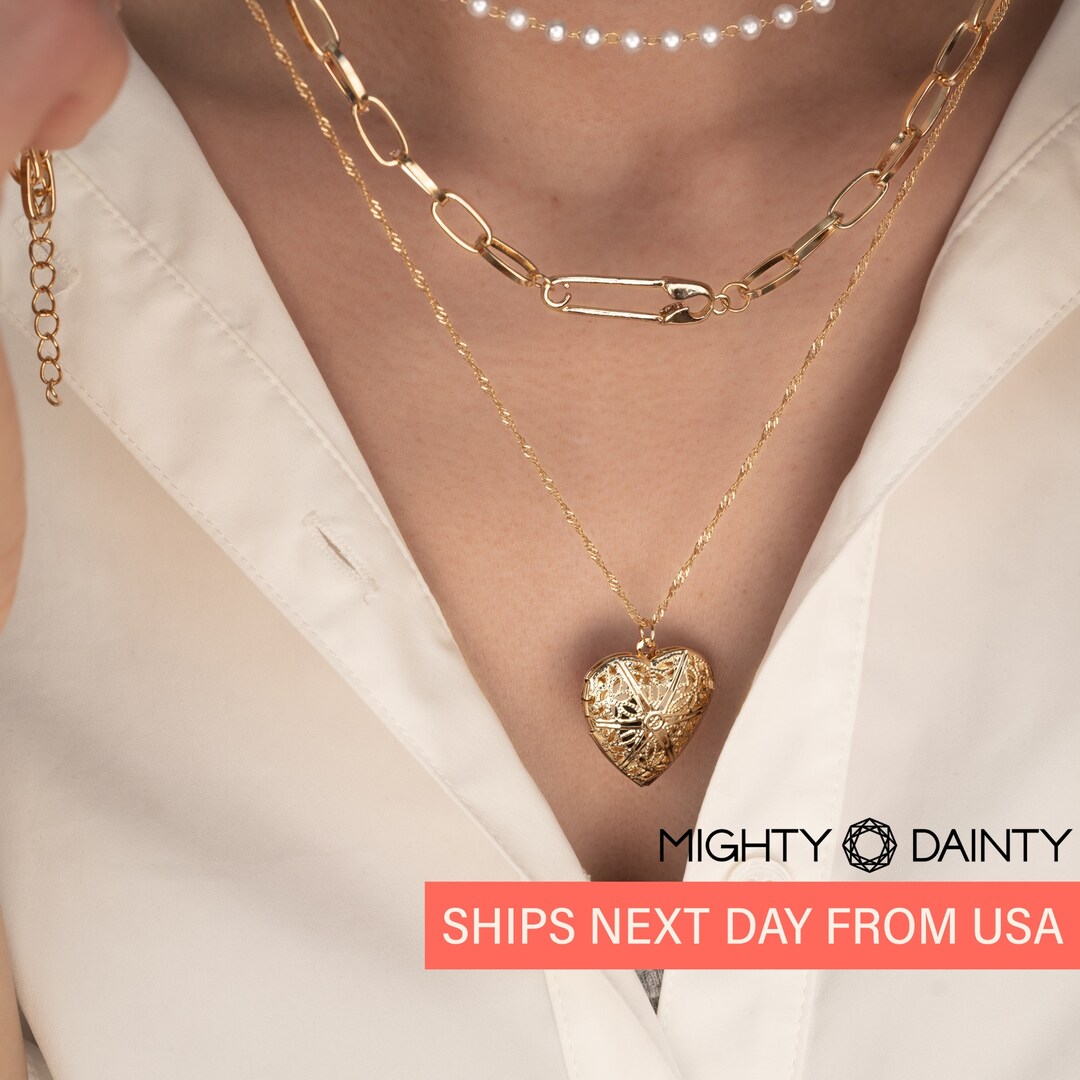 VENTE Ensemble de colliers photo coeur en couches Ensemble - Etsy France