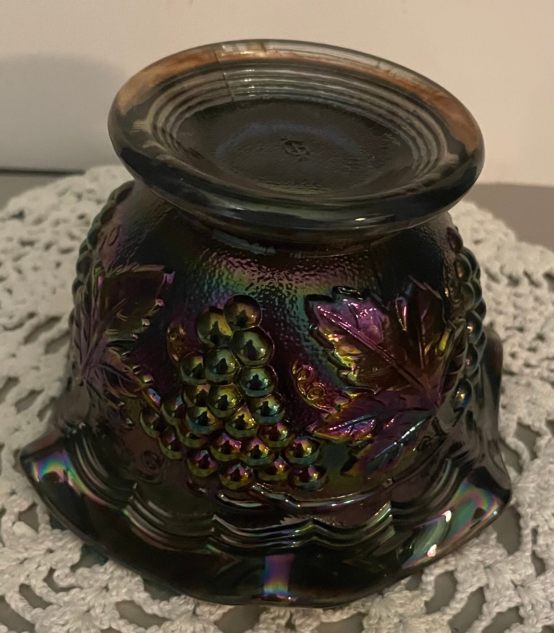 Imperial Glass / Carnival Glass Deep Purple Grapes Bowl - Etsy