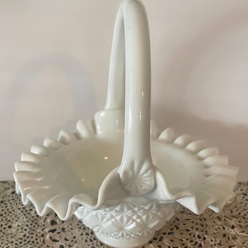 Milk Glass Basket - Etsy