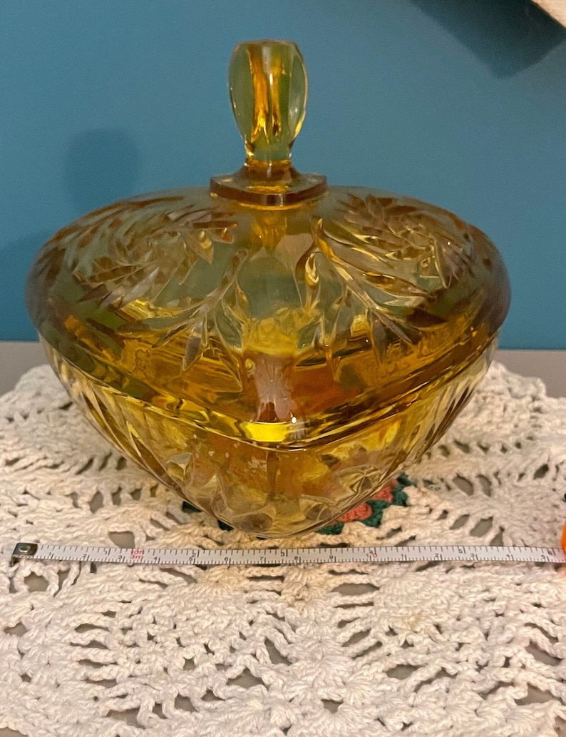 Hazel Atlas Gold Stars Amber Glass Triangle Covered Candy Dish - Etsy