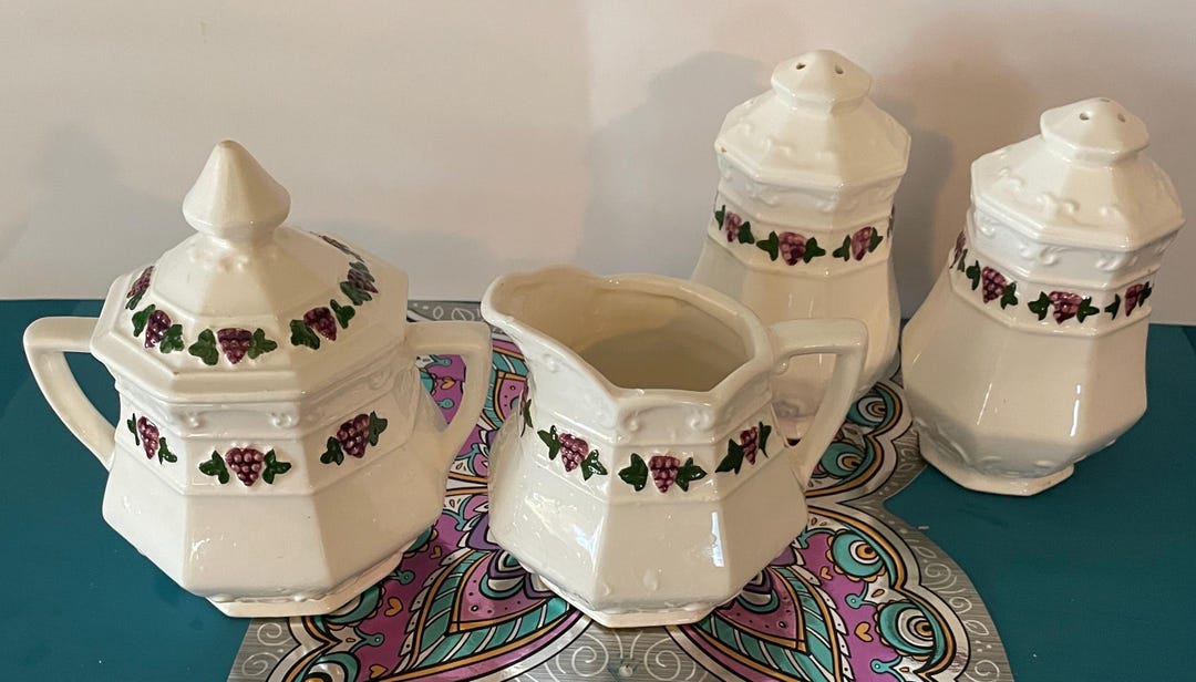 Enesco With Grapes Sugar Bowl and Cream Pitcher - Etsy