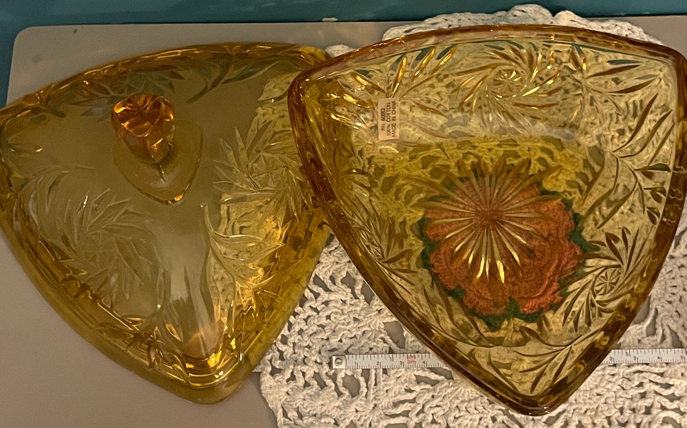 Hazel Atlas Gold Stars Amber Glass Triangle Covered Candy Dish - Etsy