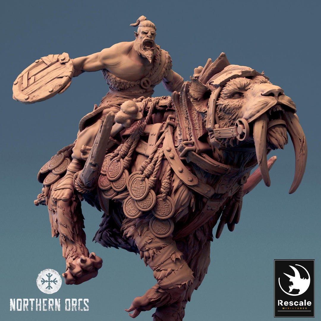 Saber Tooth Tiger Gelidus Felix Run-rescale Miniatures -northern Orcs ...