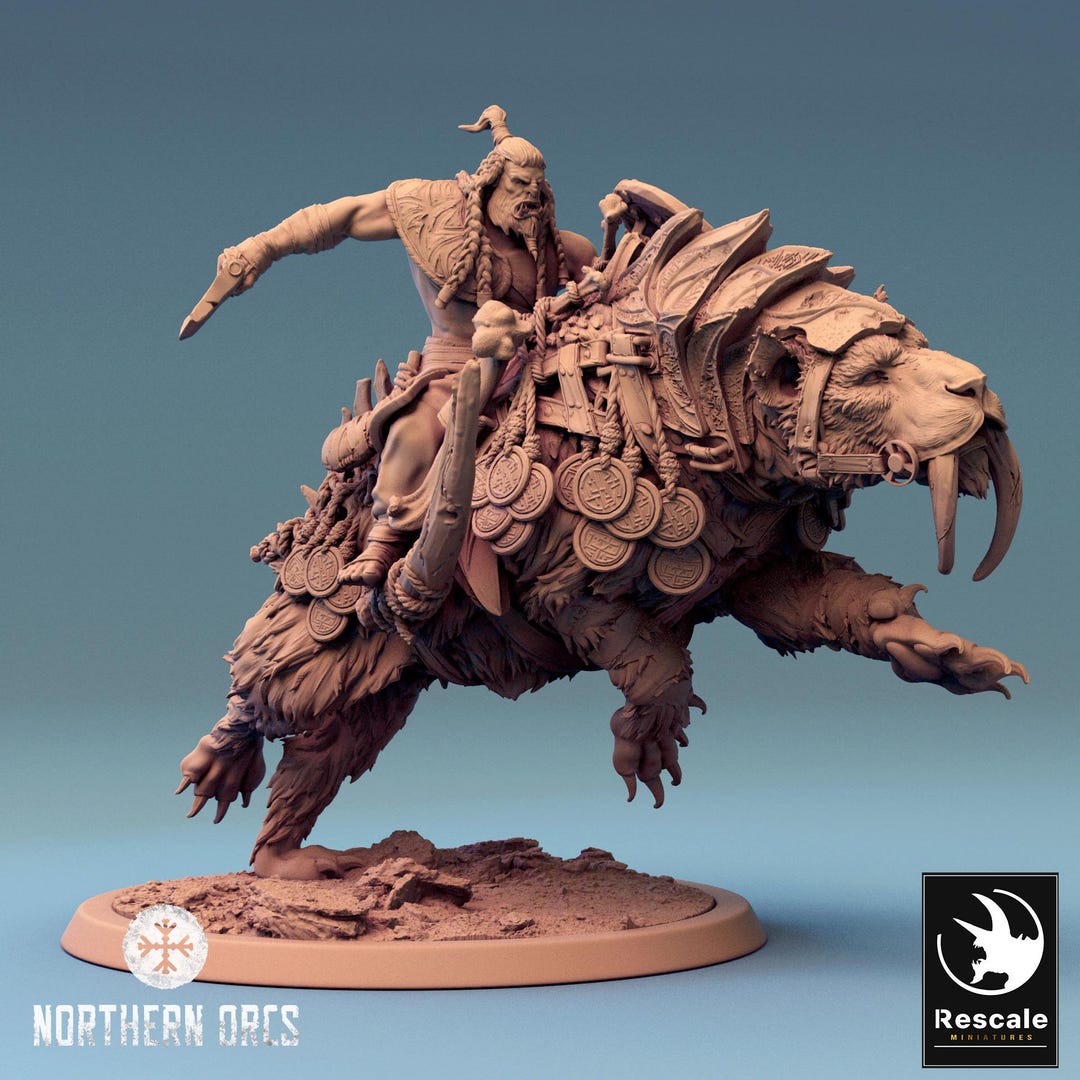 Saber Tooth Tiger Gelidus Felix Leap-rescale Miniatures -northern Orcs ...