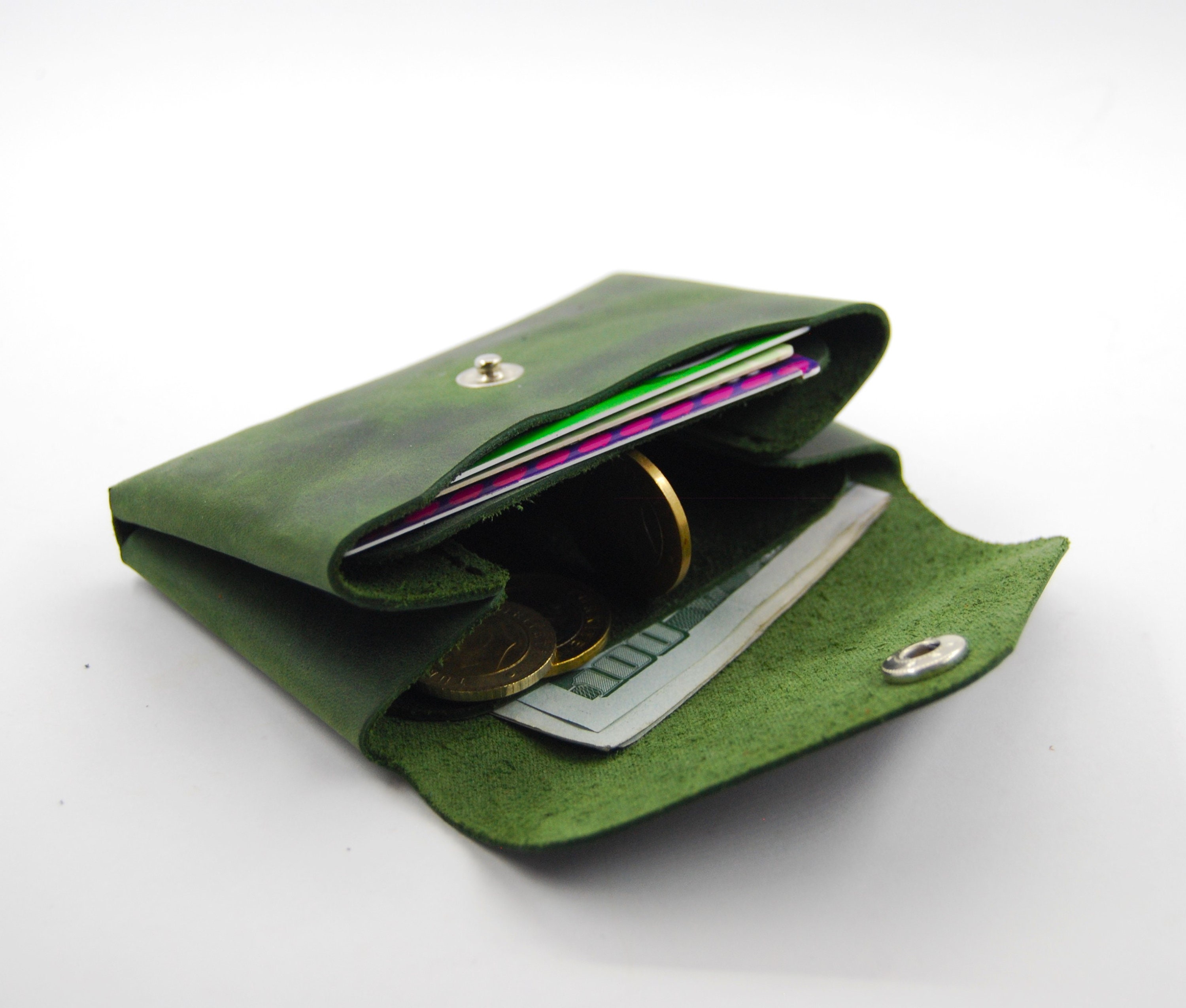 Handmade Leather Front Pocket Wallet, Minimal Tiny Hand Wallet ...