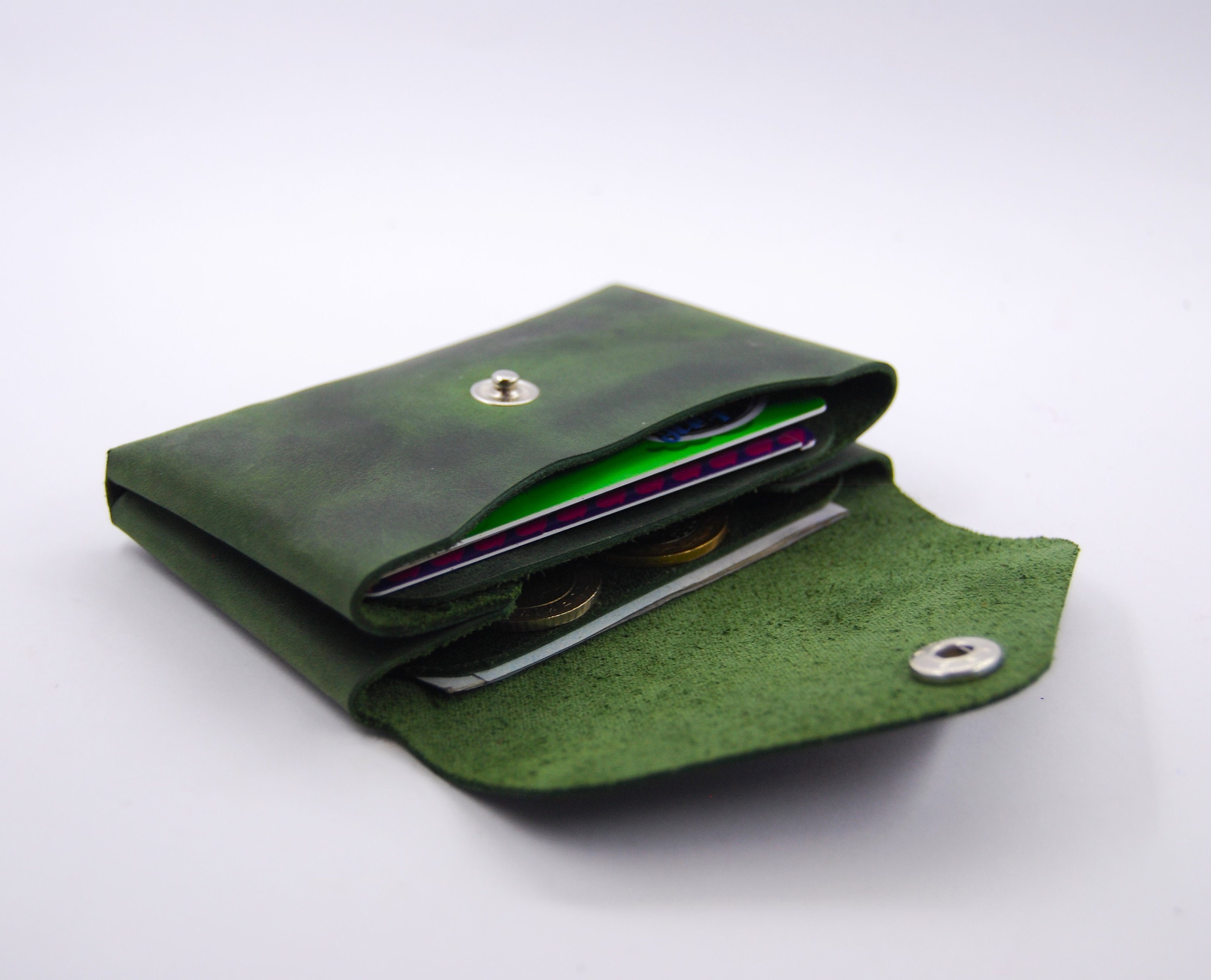 Handmade Leather Front Pocket Wallet, Minimal Tiny Hand Wallet ...