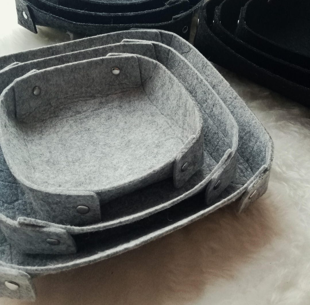 Handmade Felt Valet Tray Triple Set, 3 Pieces Decorative Desk Tray ...