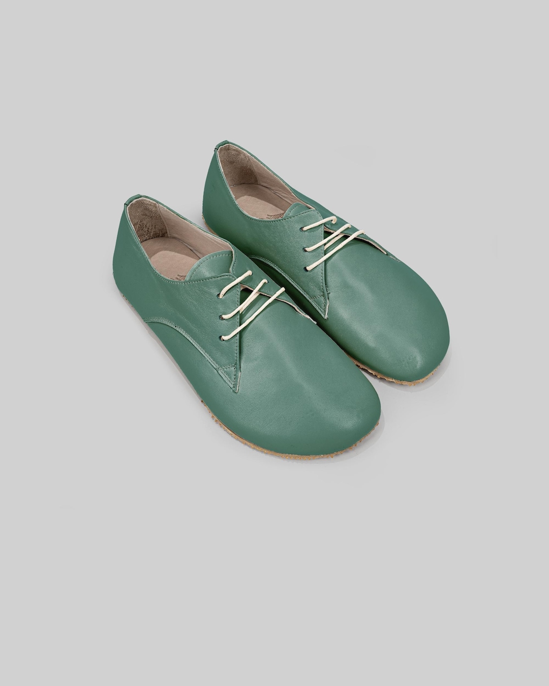 Green Mens Wide Toe Oxford - Zero Drop Barefoot Folk, Hand-stitched ...