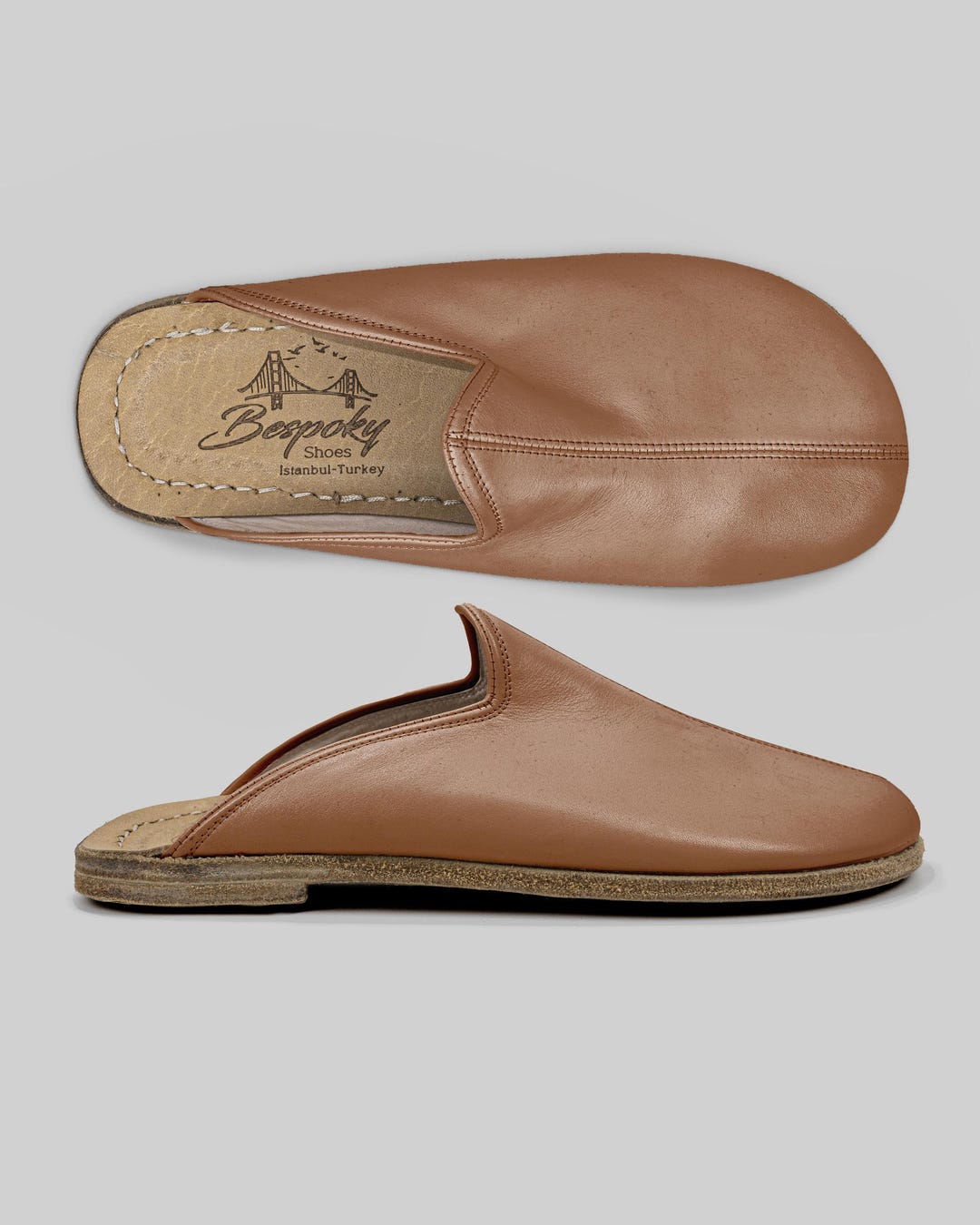 Brown Handmade Leather Slippers for Men - Soft Buffalo Leather Mules - Etsy