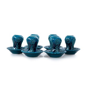Turkish Ottoman Tea Ceramic Cups Set of 6 Blue Handpainted - Etsy